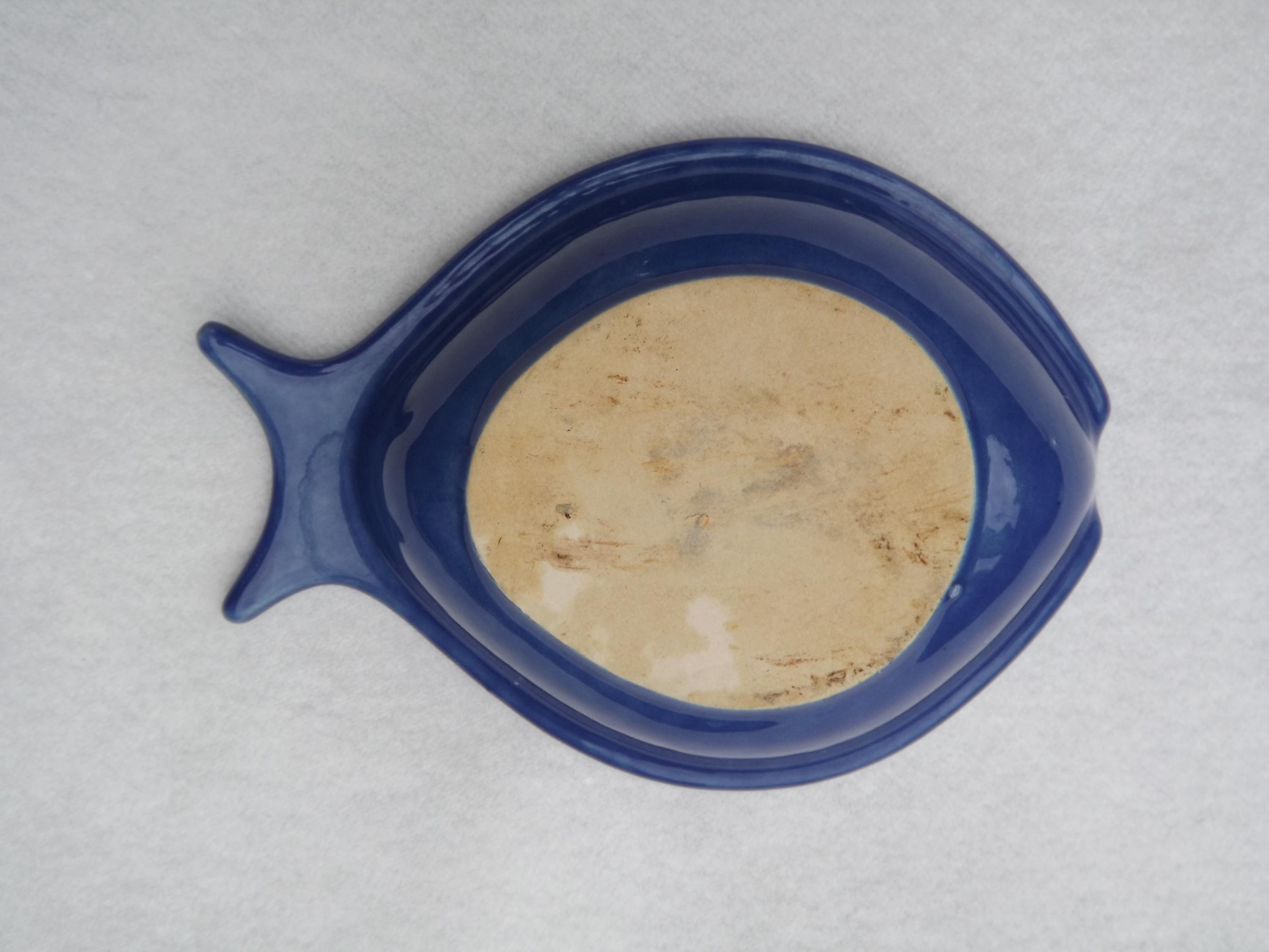 Vintage Royal Blue Ceramic Fish Dishes: Coastal Home Decor, Set of 6 - Etsy