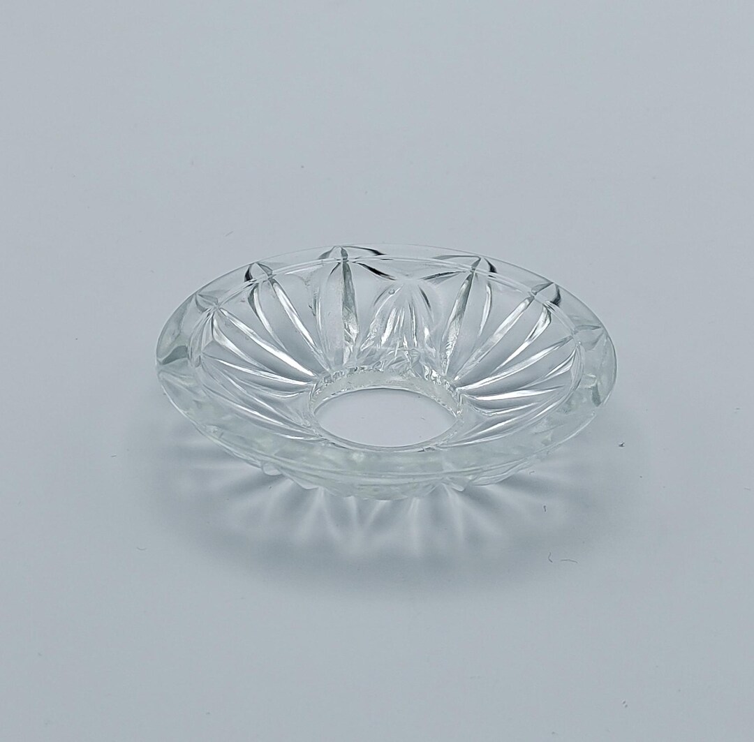 Single French Clear Glass Bobeche Candle Drips Holder Curvy Edge ...