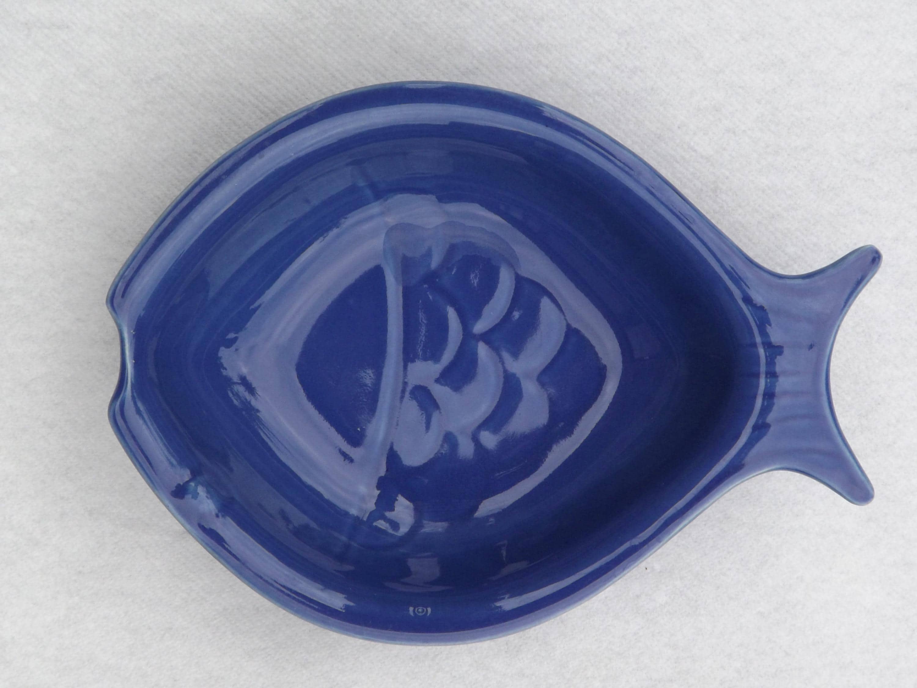Vintage Royal Blue Ceramic Fish Dishes: Coastal Home Decor, Set of 6 - Etsy