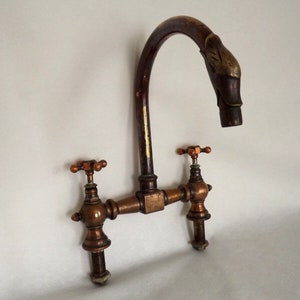 Rare French Vintage Swan Head Bath Mixer Tap Porcelain Insert Chaud ...