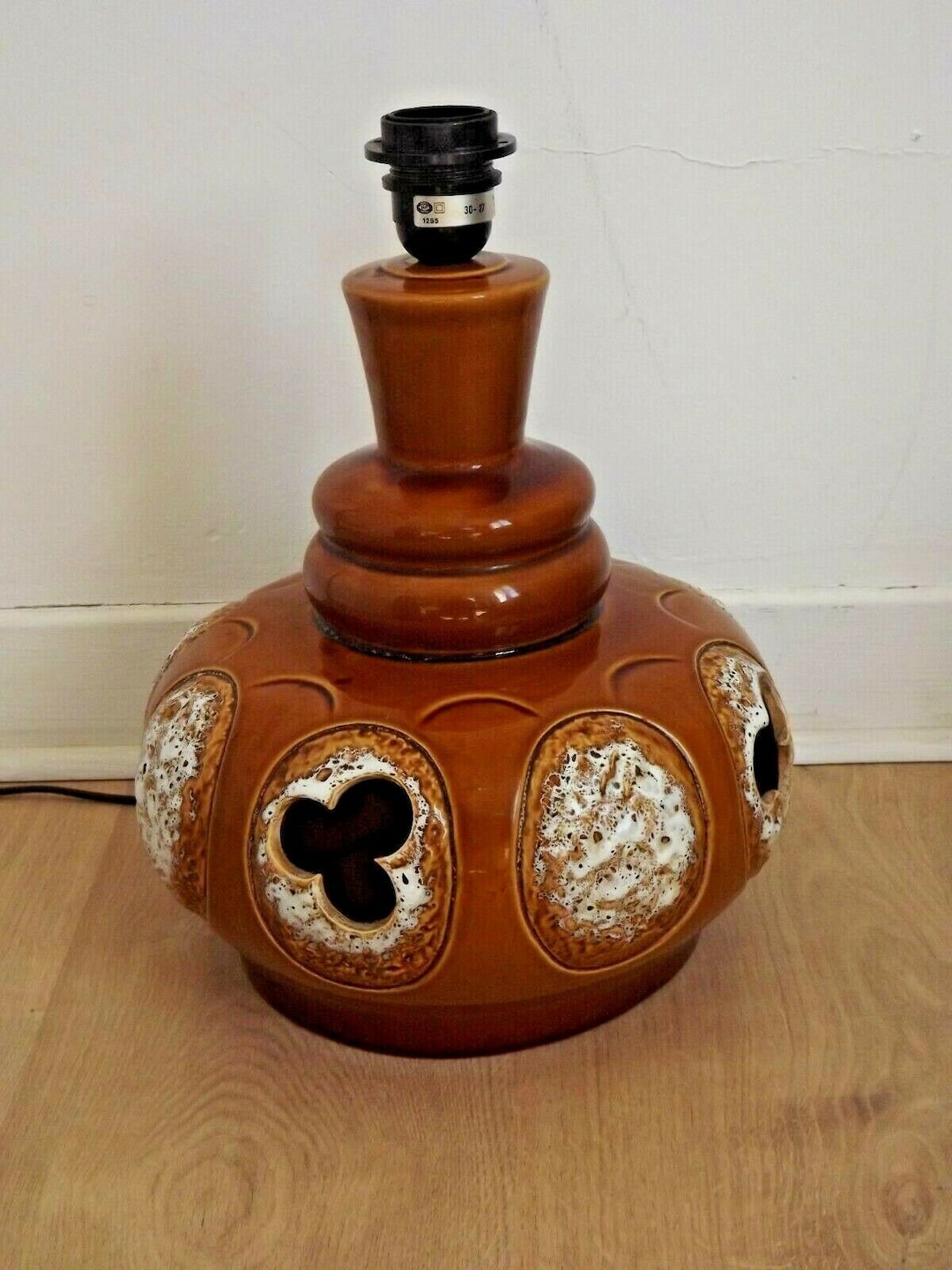 French Vintage Retro 1960s Ceramic Floor Standard Lamp Base Brown ...