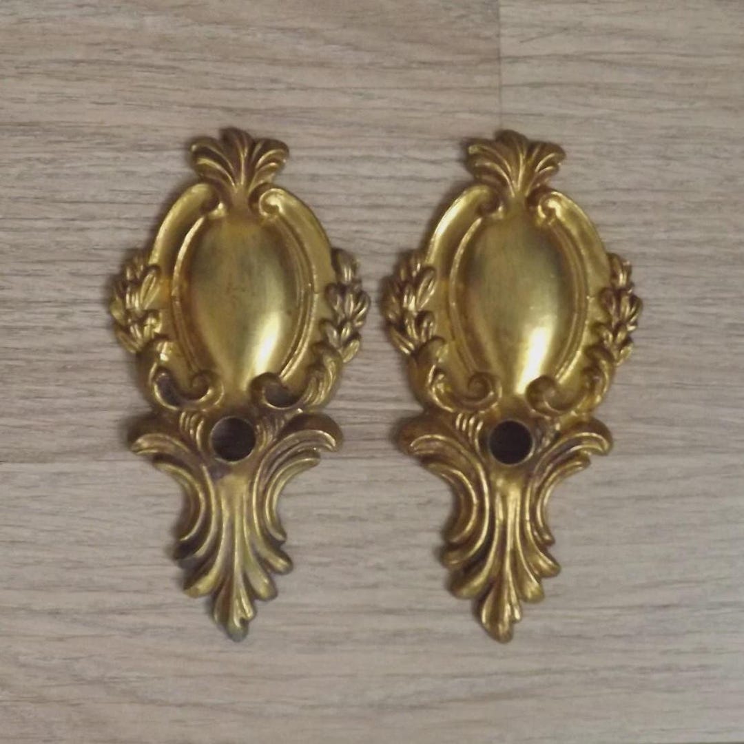 Vintage French Brass Sconce Back Plates: Leaf Detail Lighting ...