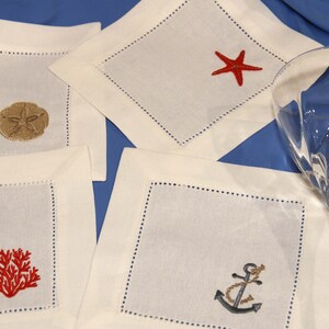 Cocktail Nautical Napkins, Bar Cart Decor, Embroidered Napkin Set ...