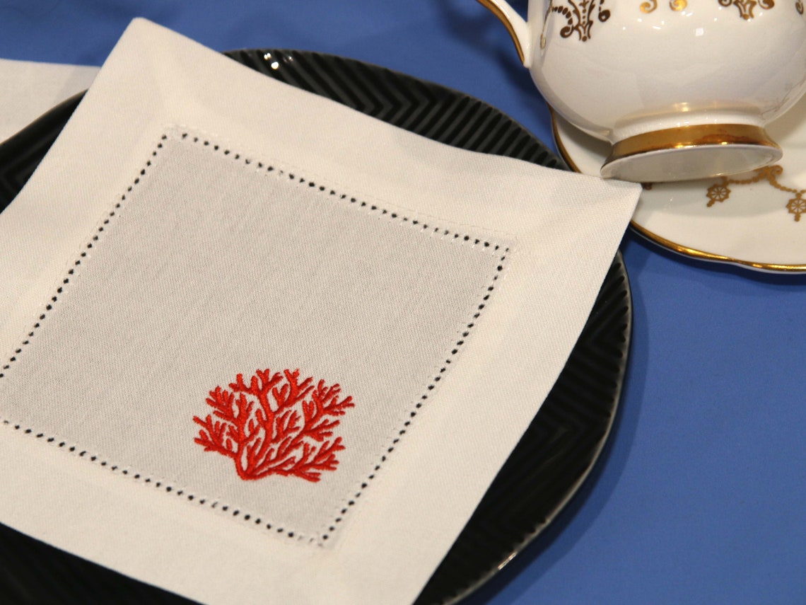 Cocktail Nautical Napkins, Bar Cart Decor, Embroidered Napkin Set ...