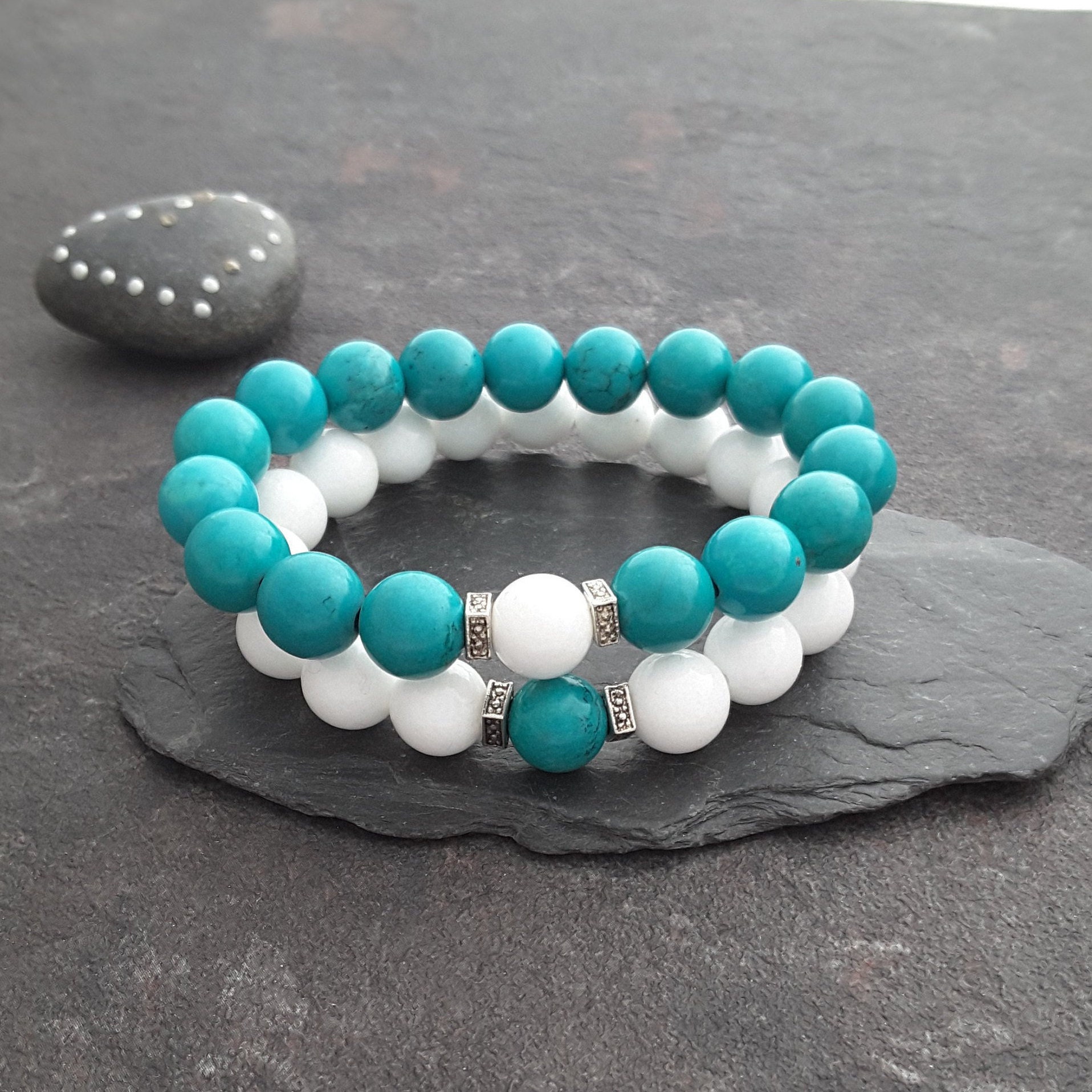 Pulsera de cristal turquesa, pulseras de amigos, relación de distancia ...