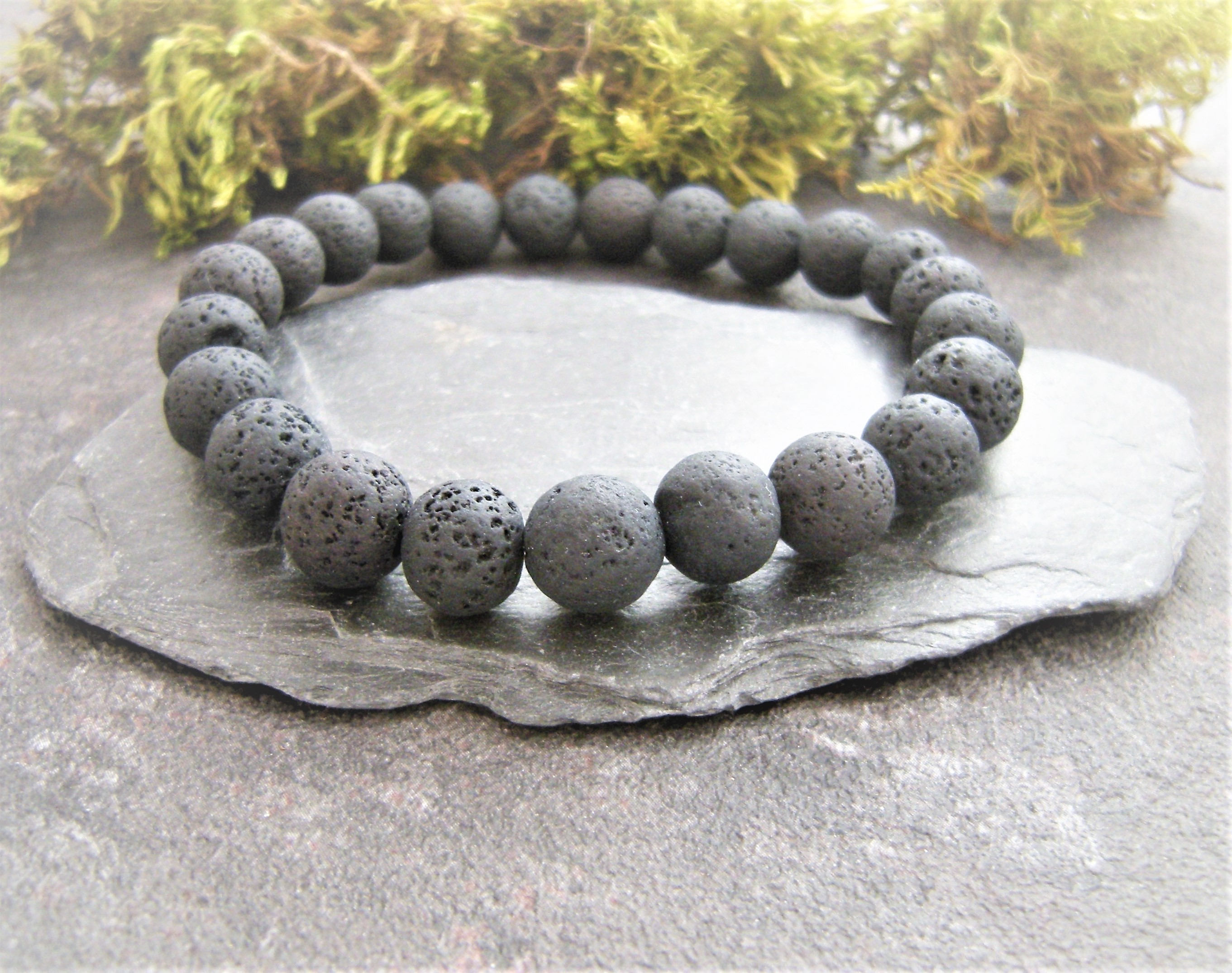 Black Lava Bracelet Buddha Head Bead, Man Bracelet, Natural Stone ...