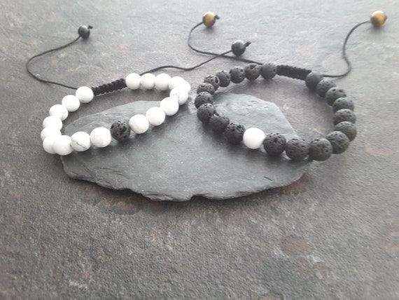 Adjustable Black White Bracelets Long Distance Relationship | Etsy