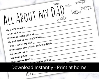 All About My Dad. Printable Father's Day Coloring Page. Fill in the ...
