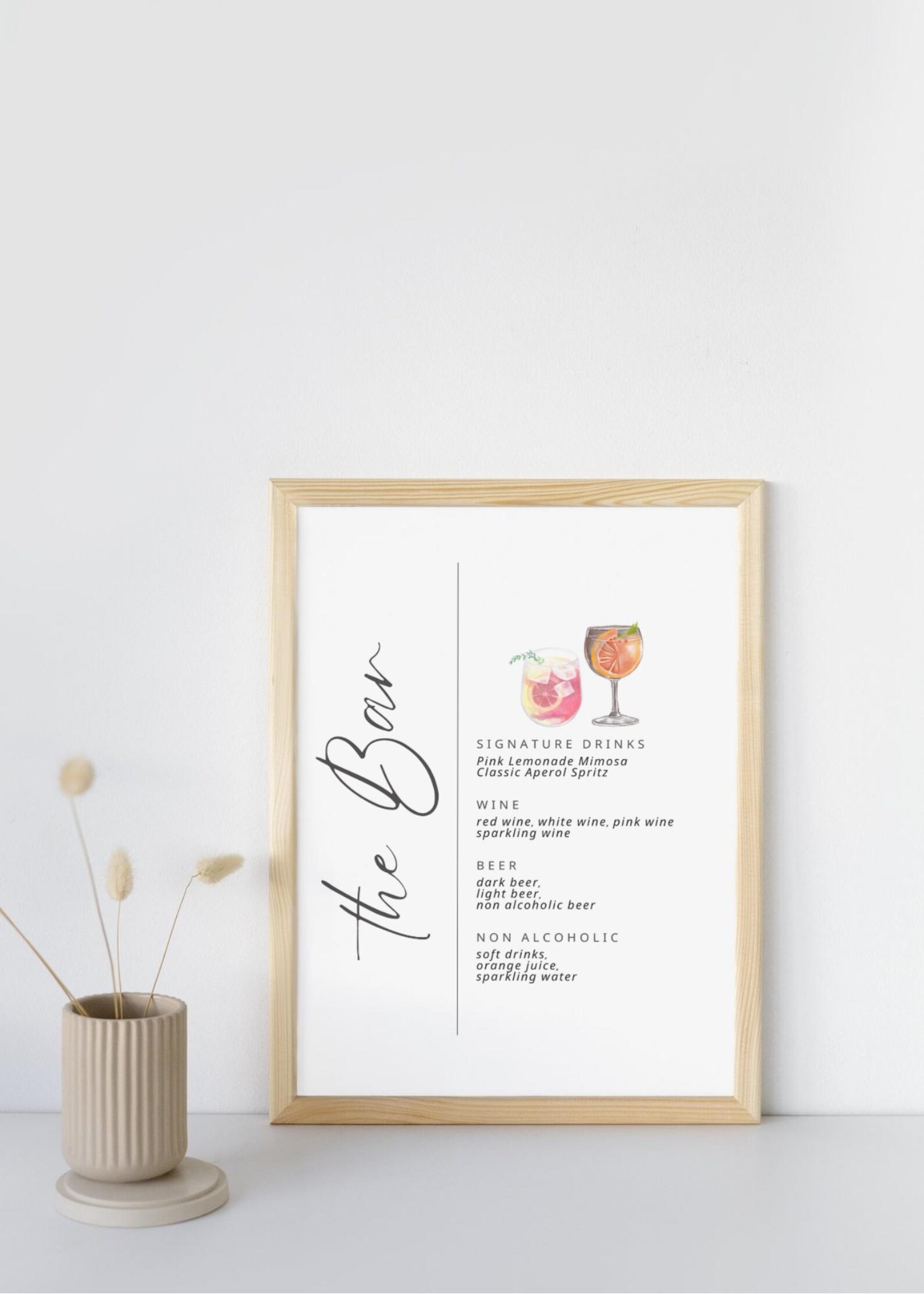 Editable in CANVA Bar Menu Template, Wedding Drinks Menu Sign Download ...