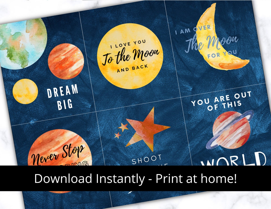 PRINTABLE Lunchbox Notes Space Themed - DIGITAL DOWNLOAD - Etsy