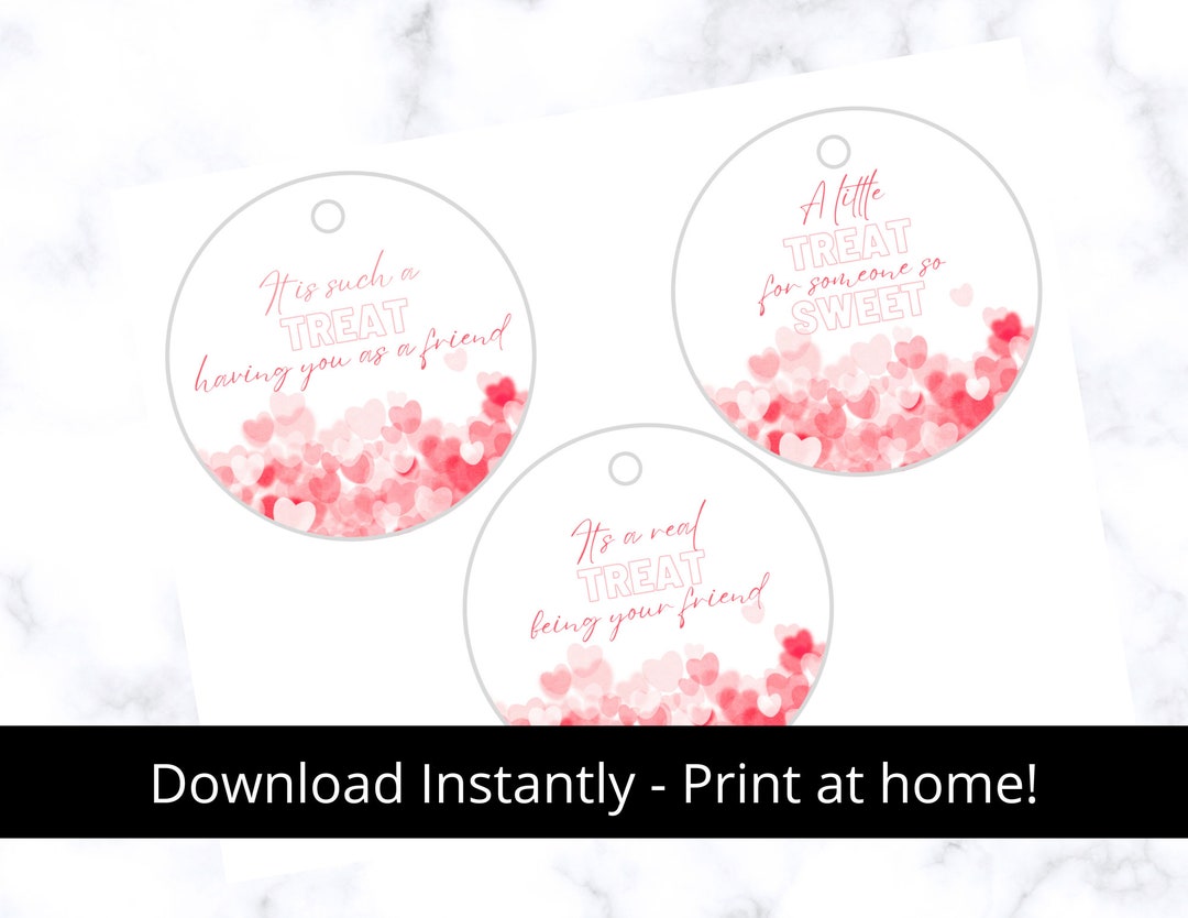 VALENTINE TREAT TAG Digital Download 11x8.5 in Print at Home and Cut ...