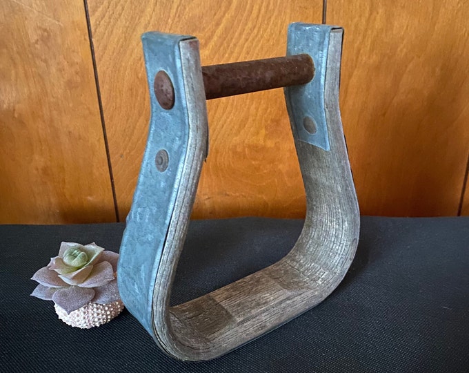 Western Saddle Stirrup Equestrian Decor, Wood and Metal Stirrup ...