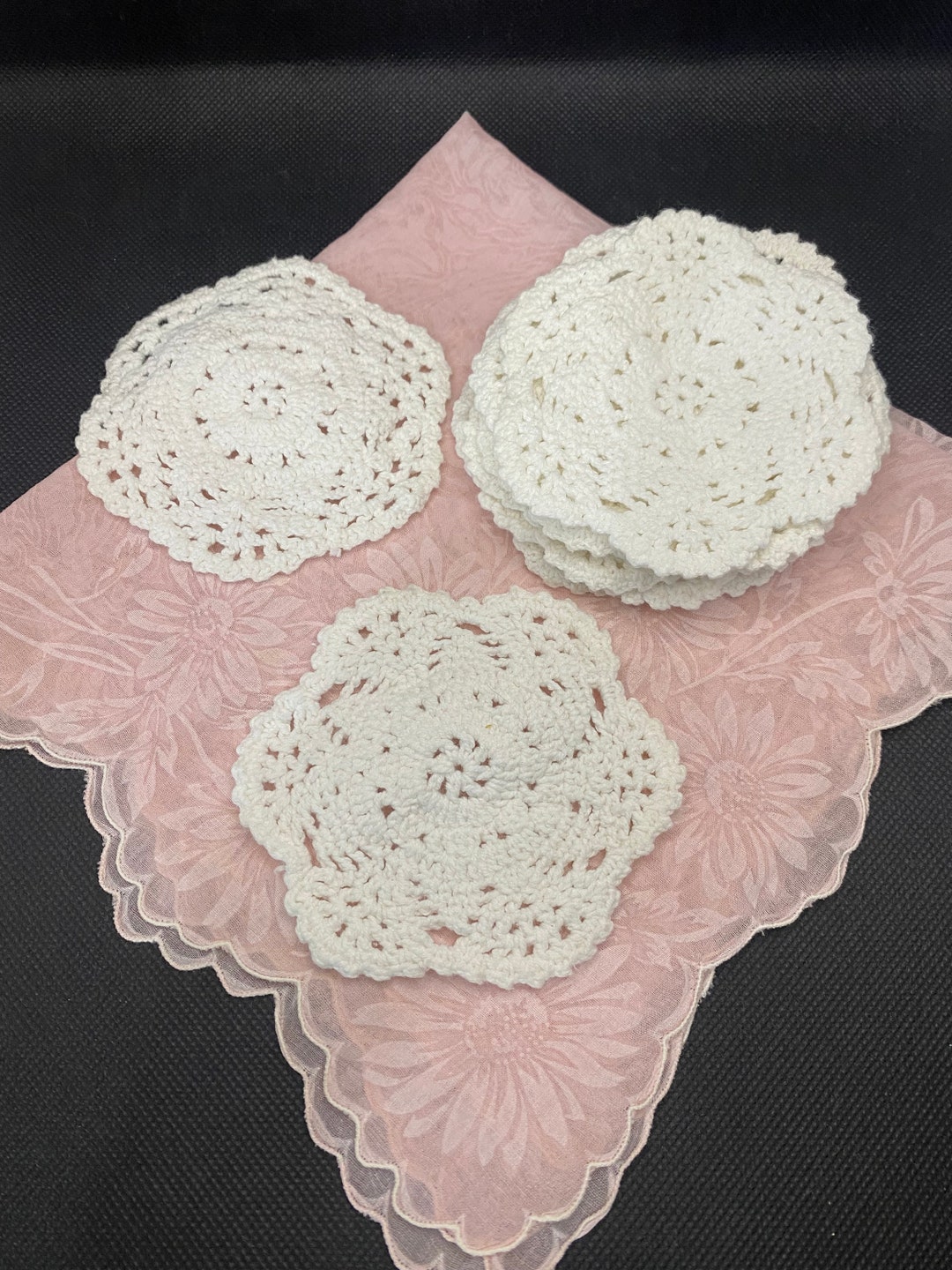 Hand Crochet Vintage Tea Cup Doilies, 1930's Homemade, Table Decor, Tea ...