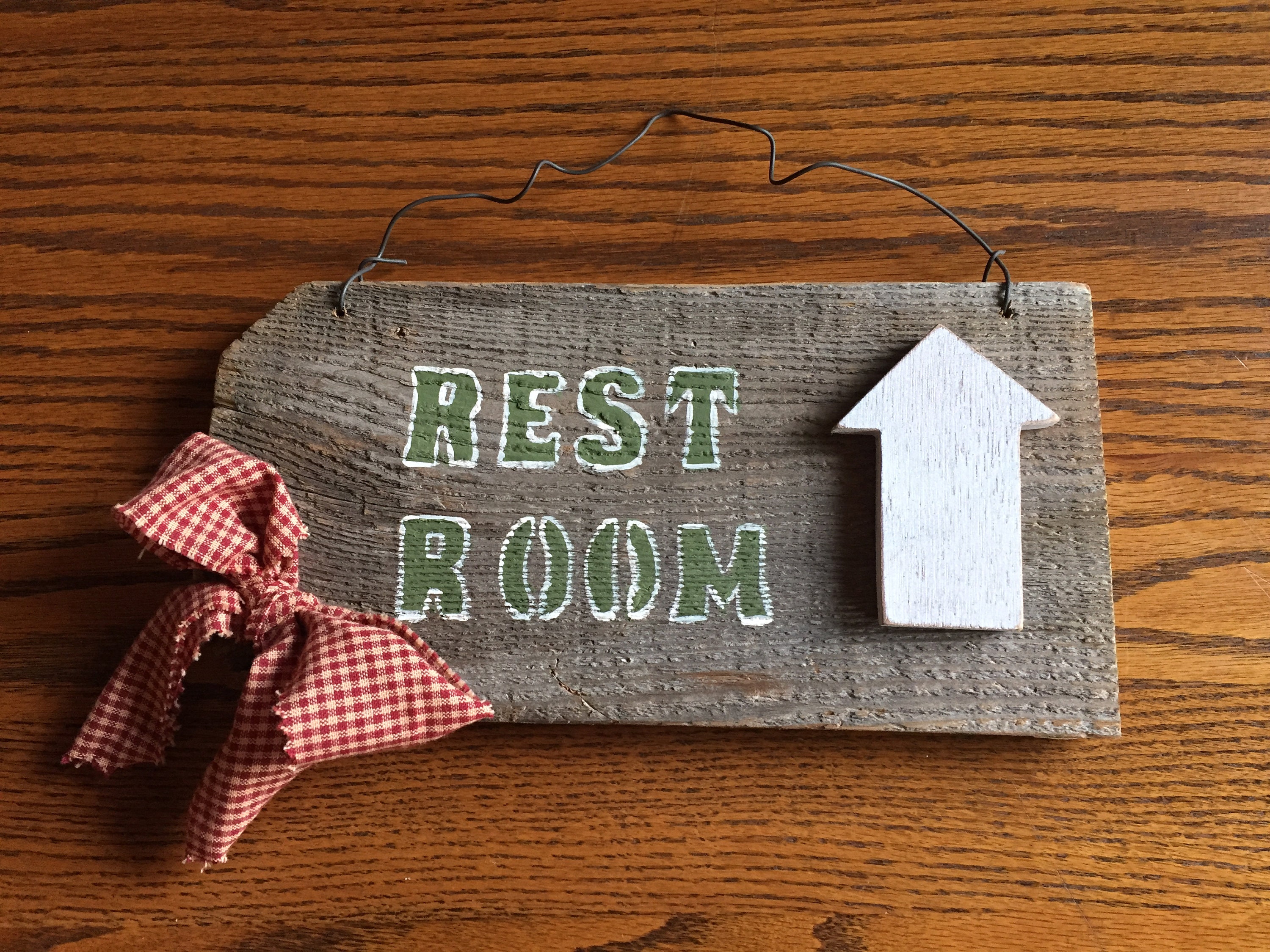 Restroom Sign, Hand Painted Wood Sign, Bathroom Wood Decor, Rustic ...