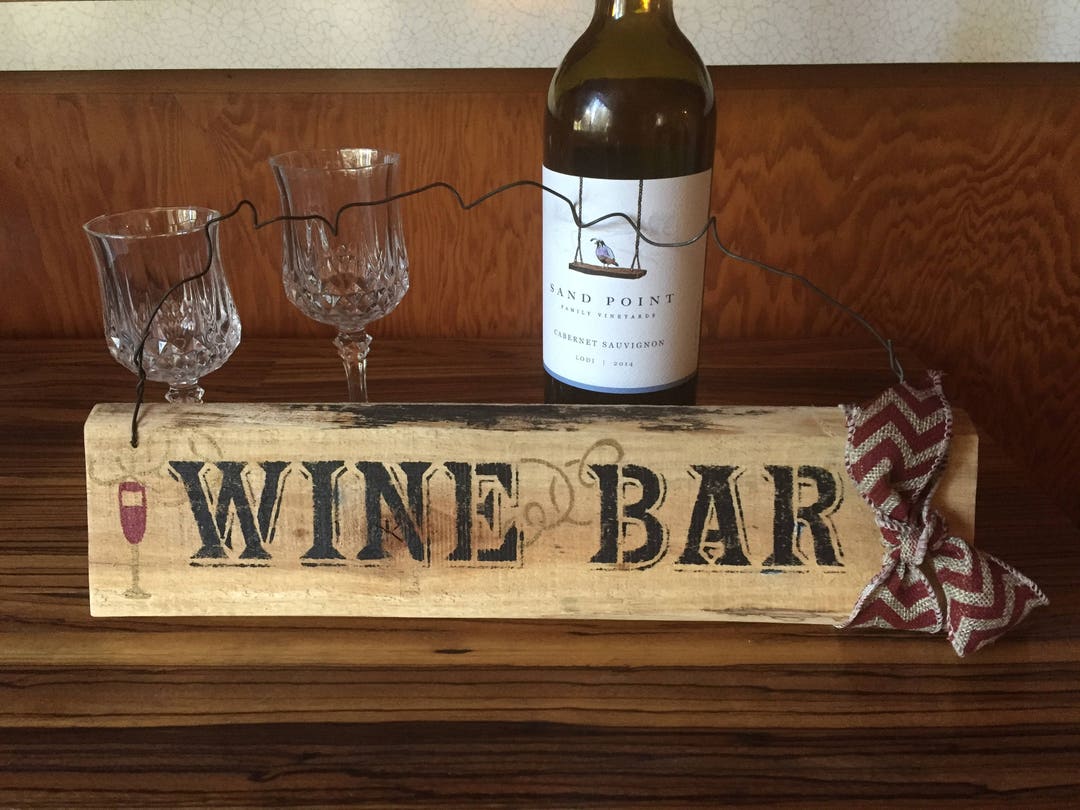 Wine Wood Sign, Handpainted Wood Sign, "wine Bar", Wine Decor, Wood ...