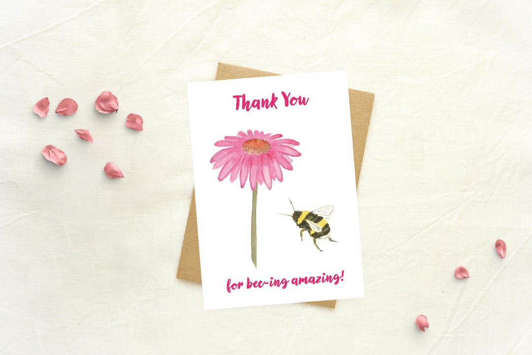 Thank You Card - 'thank You for Bee-ing Amazing' - Handpainted ...