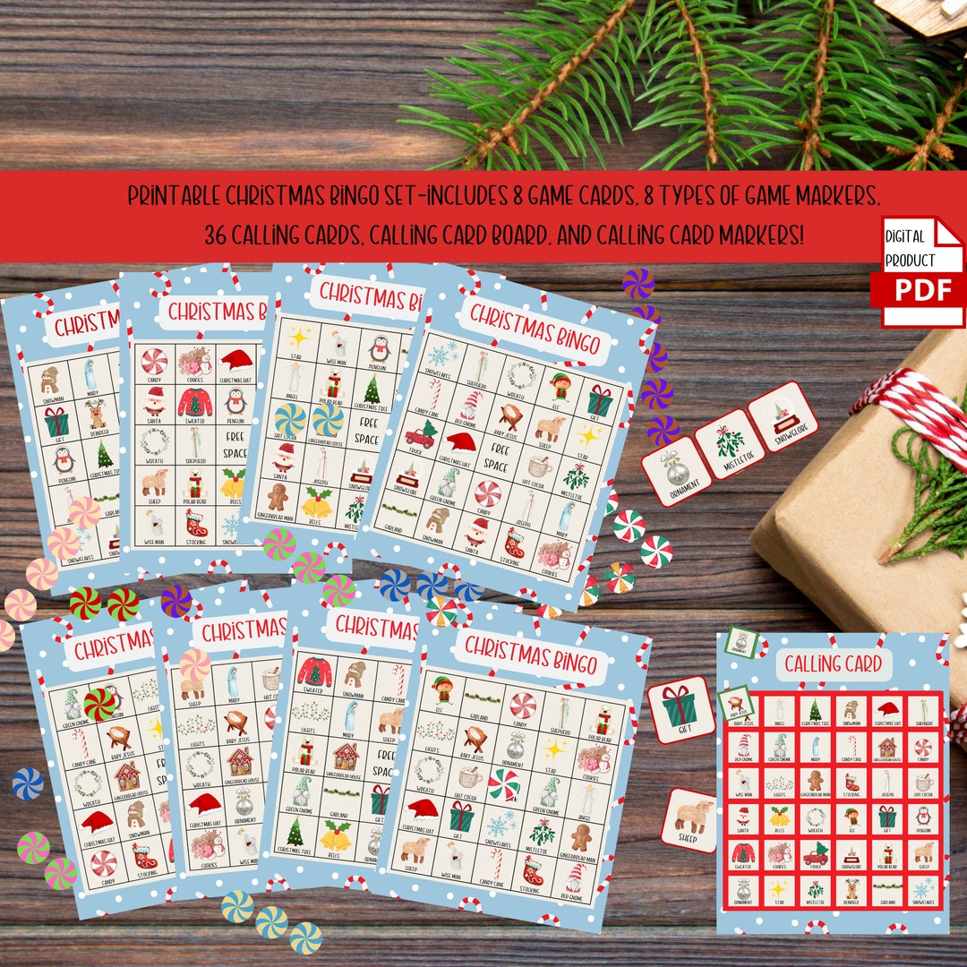 Christmas Bingo Set/printable Kids Game/last Minute Gifts for - Etsy