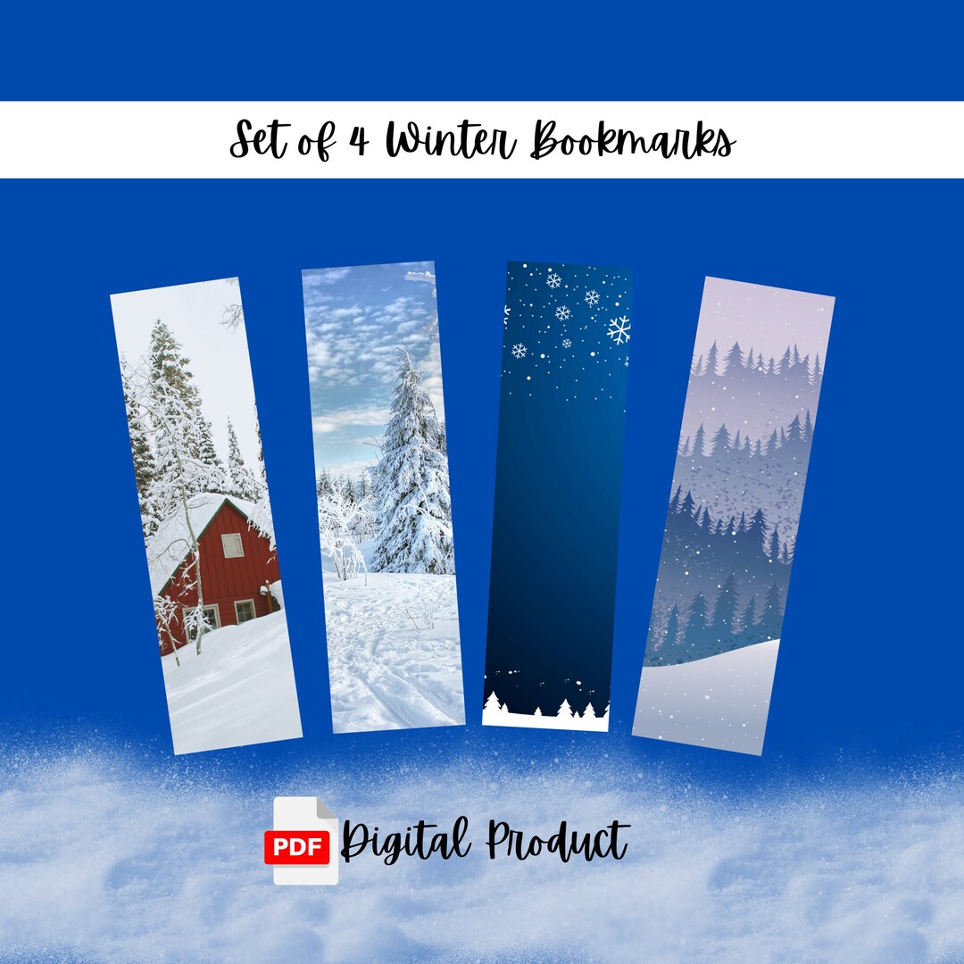 Winter Bookmarks Set of 4/snow Scene/seasonal Bookmarks/printable ...