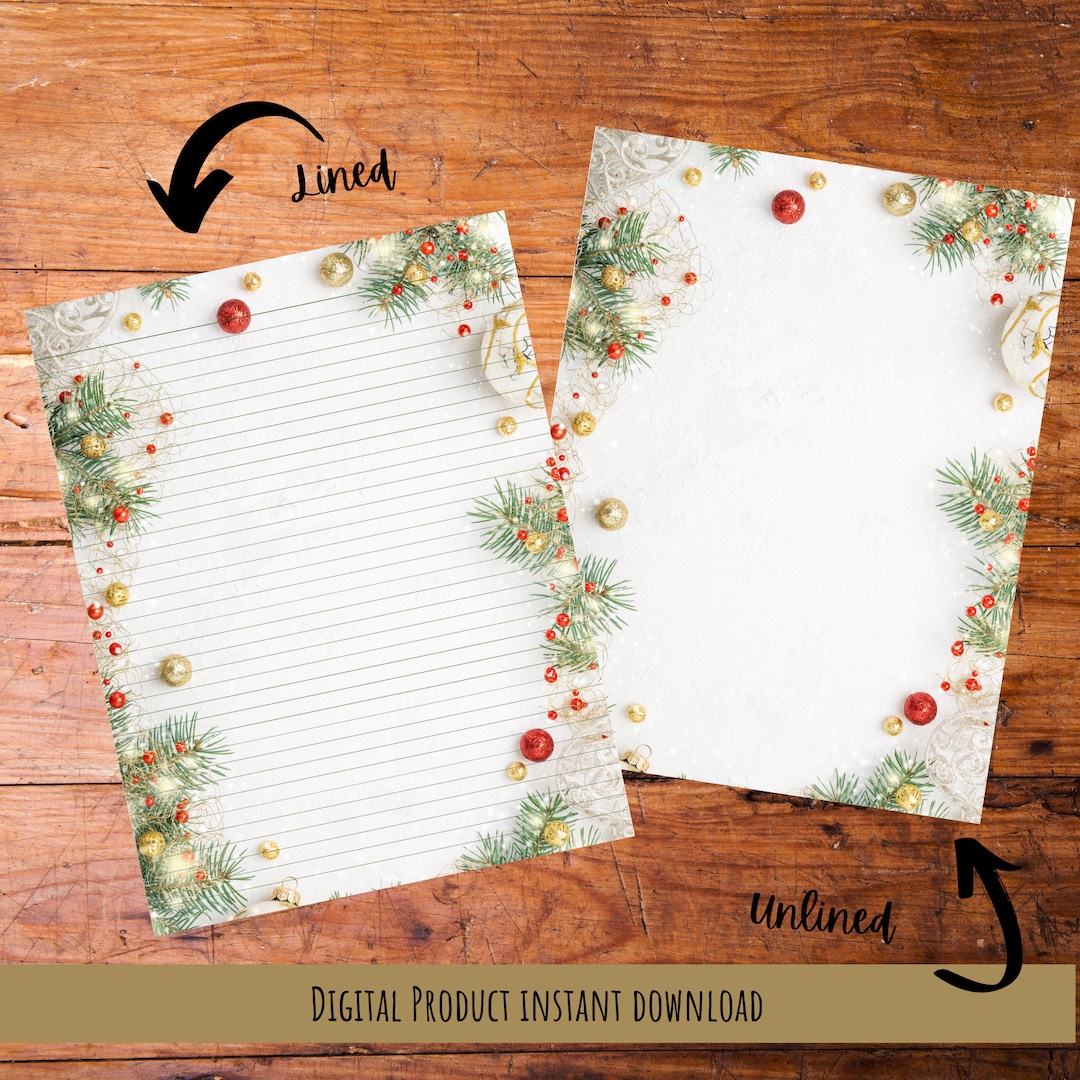 Holiday Decorations Stationery Set/christmas Writing Paper/digital ...