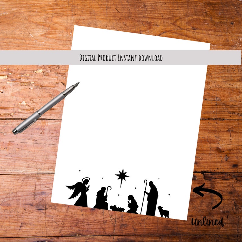 Nativity Scene Stationery Set/nativity Scene Writing Paper/lined and ...