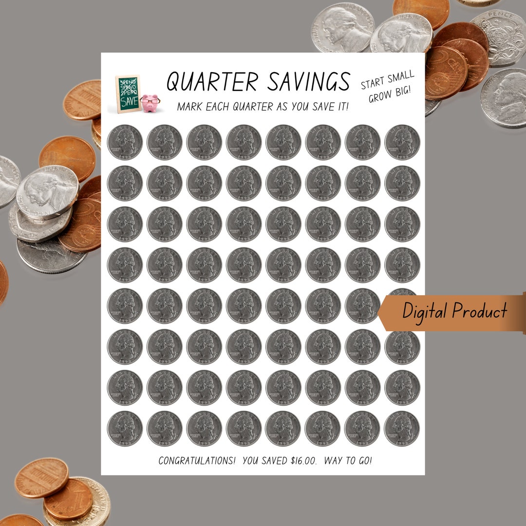 Quarter Savings Challenge/kids Savings Challenge/savings Tracker/coin ...