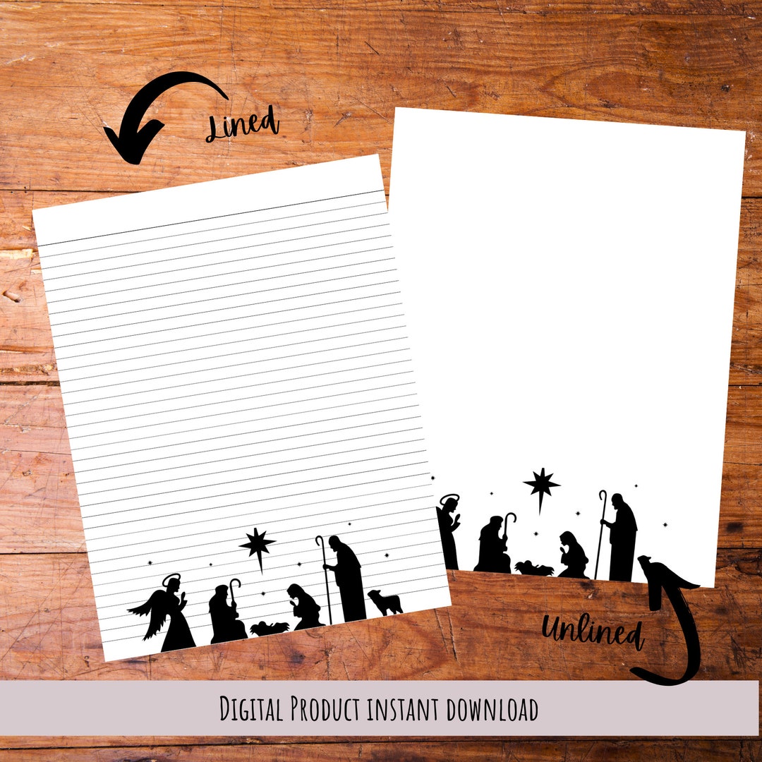 Nativity Scene Stationery Set/nativity Scene Writing Paper/lined and ...