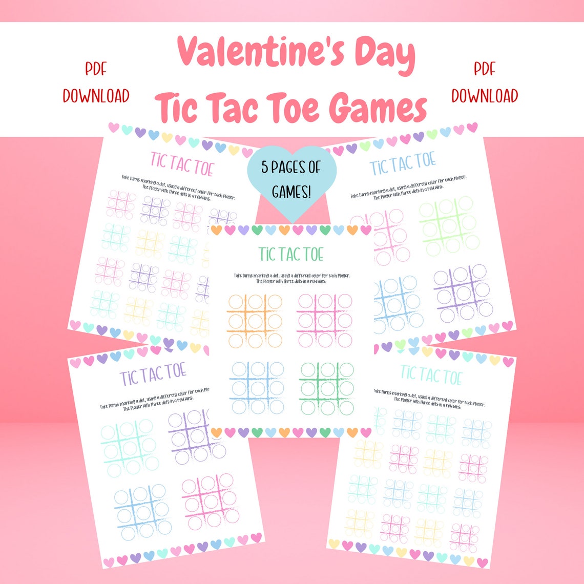 Valentine's Day Printable Kids' Games Tic Tac Toe/printable Games for ...