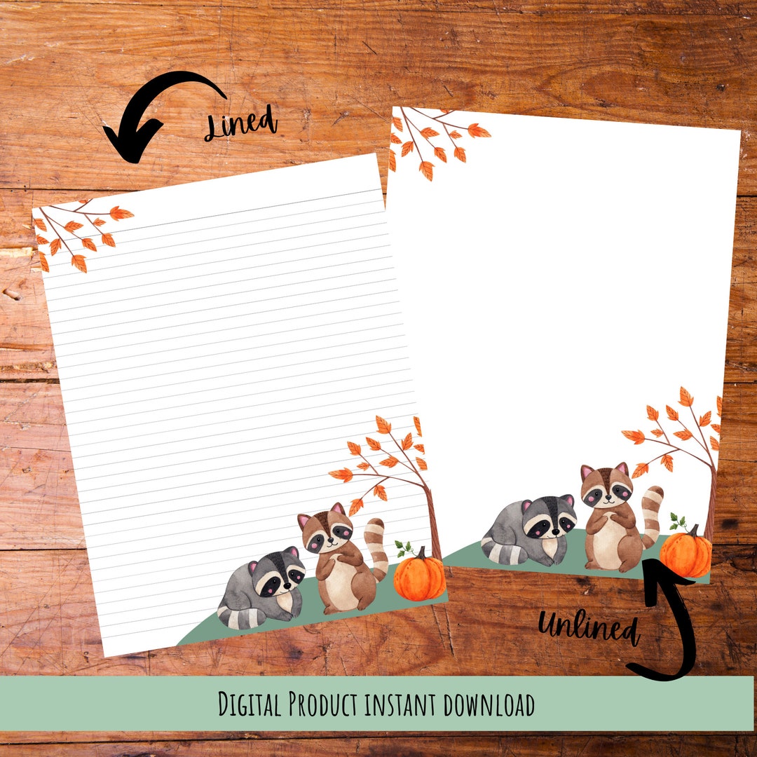 Curious Raccoons Stationery Set/wildlife Writing Paper/lined and ...