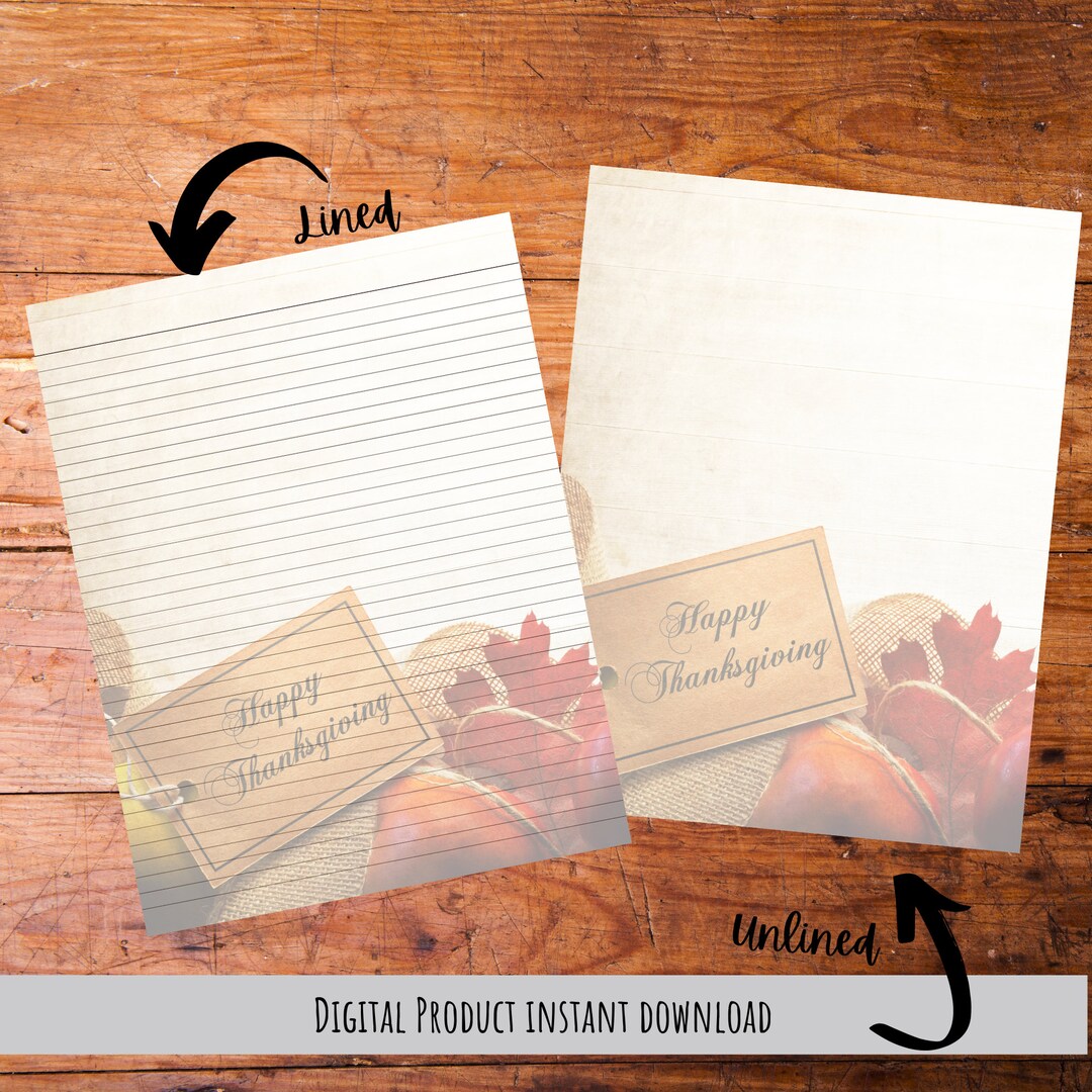 Thanksgiving Stationery Set/fall Autumn Writing Paper/lined Unlined ...