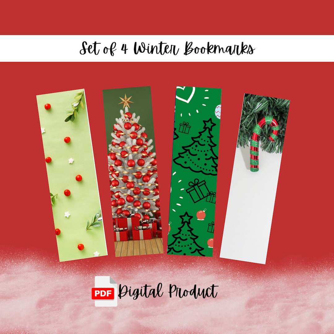 Christmas Holiday Season Bookmarks Set of 4/holiday Bookmarks/kids ...