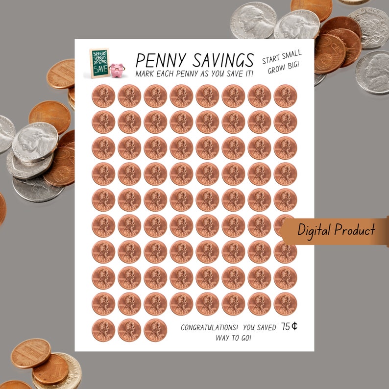 Penny Savings Printable/money Savings Printables/kids Savings Challenge ...