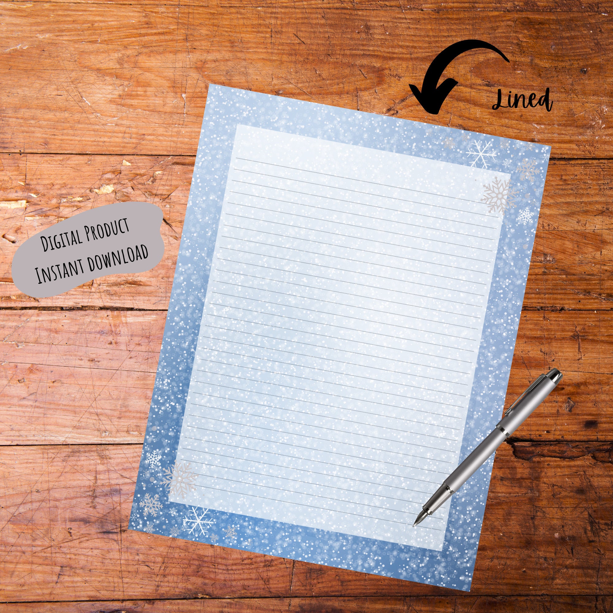 Winter Stationery Printable/snowflake Writing Paper/winter Writing ...