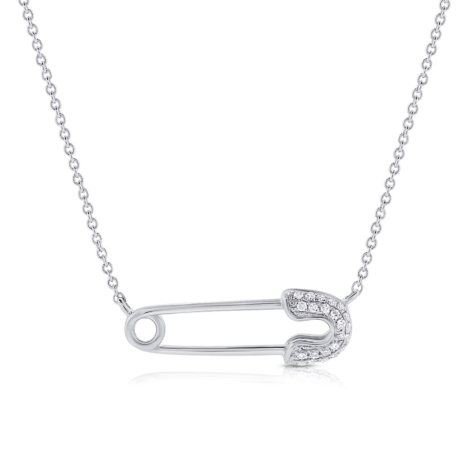 14K Rose Gold and Diamond Safety Pin Pendant Necklace by - Etsy