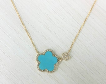 Turquoise Clover Necklace - Etsy