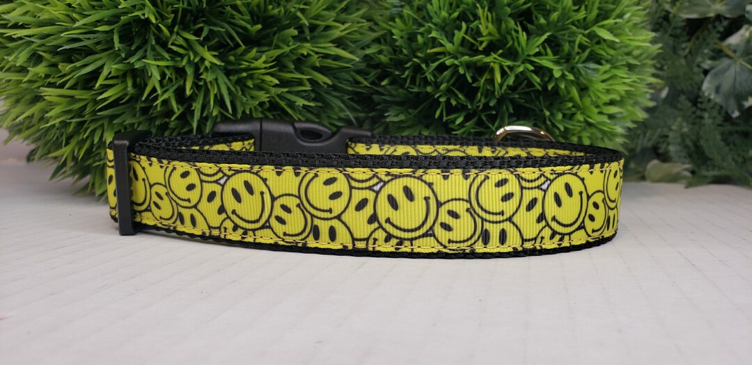 Dog Collar, Smiley Face Dog Collar, 1 Inch Wide Dog Collar, Cute Dog ...