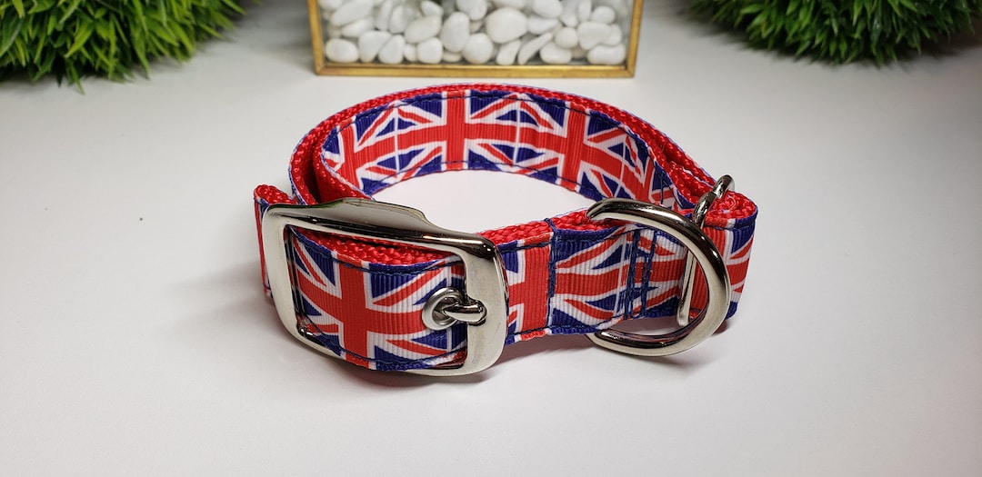 Union Jack Dog Collar, British Flag Dog Collar, Dog Collar, 1 Inch Wide ...