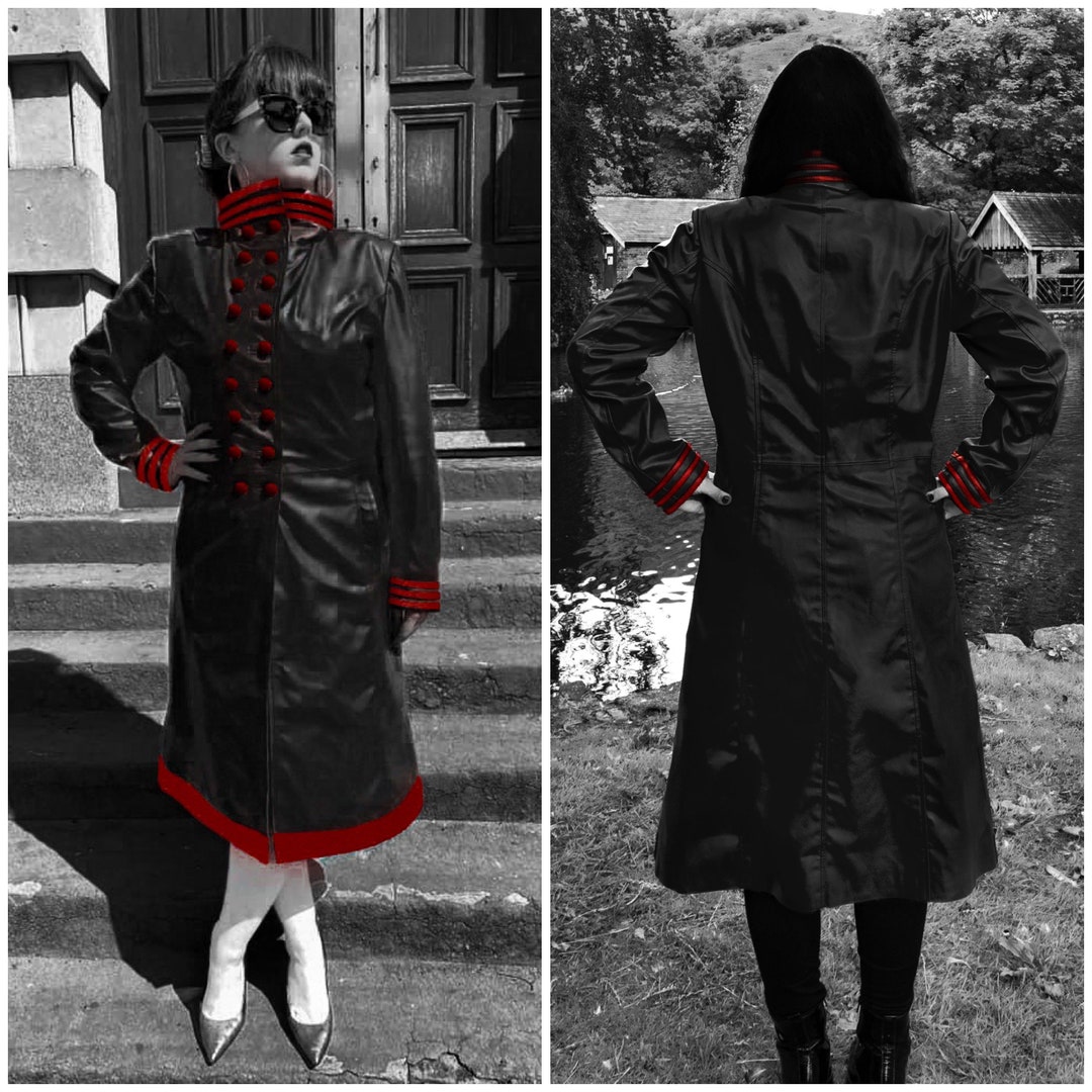 Bespoke BLACK & RED Exquisitely Made to Order Leather/faux Vegan Winter ...