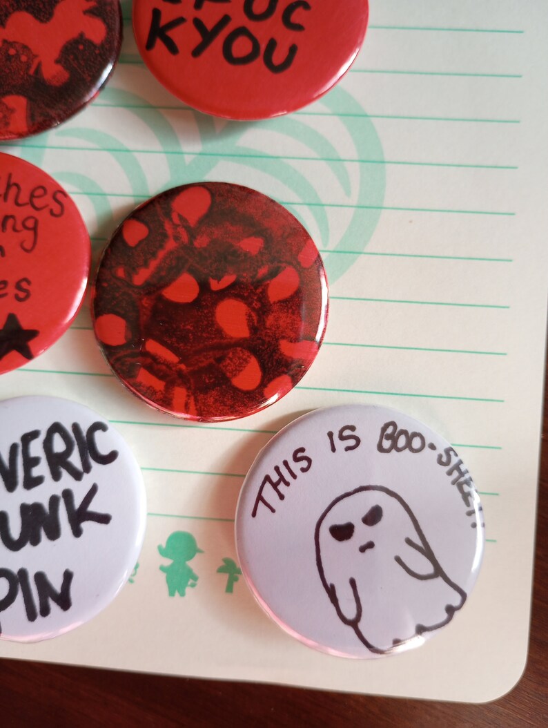 Hand Drawn Test Buttons, Punk/gothic Themed DISCOUNTED - Etsy