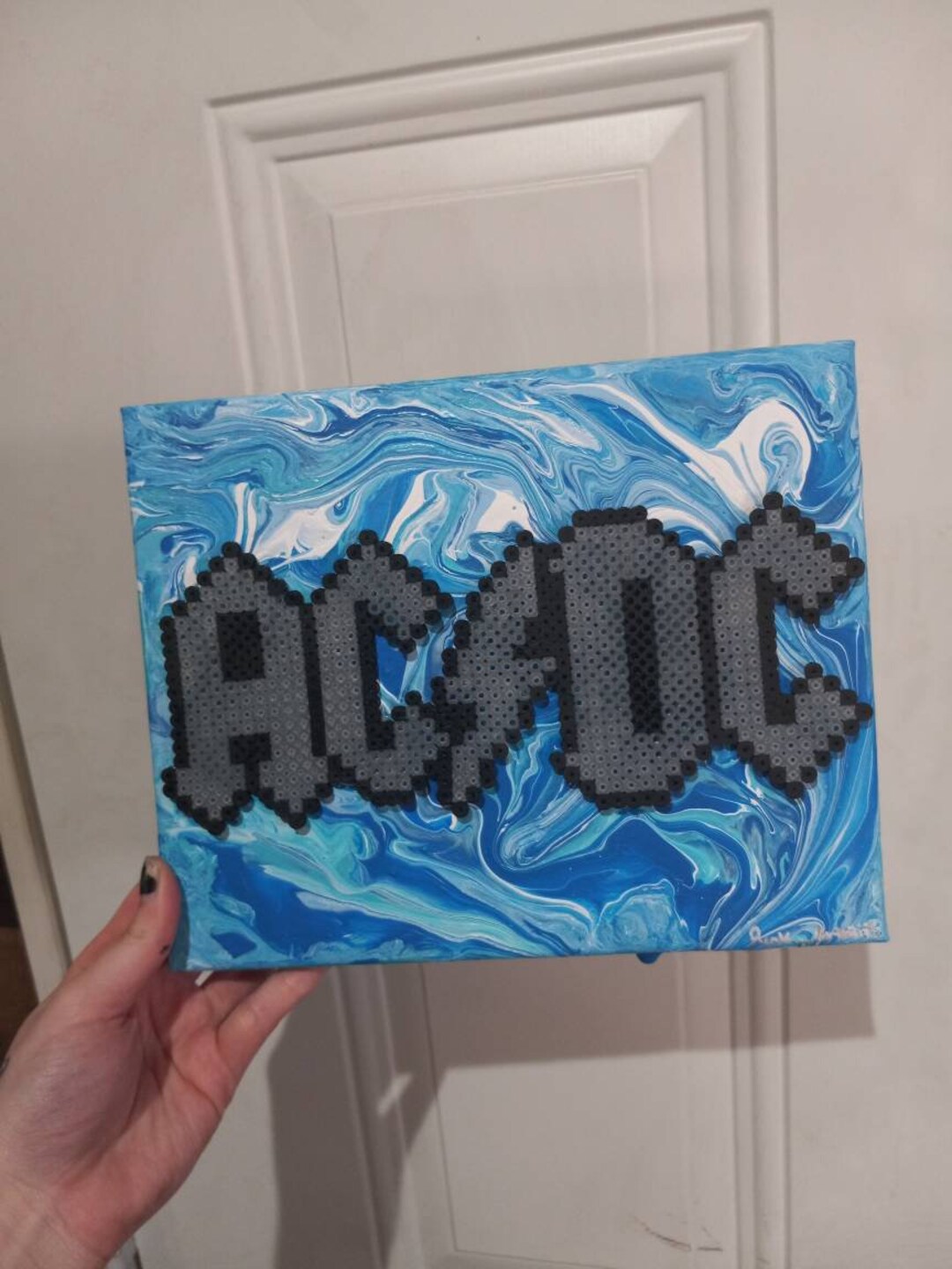 ACDC Perler Logo on Cavas, Metallica Silver Beads - Etsy