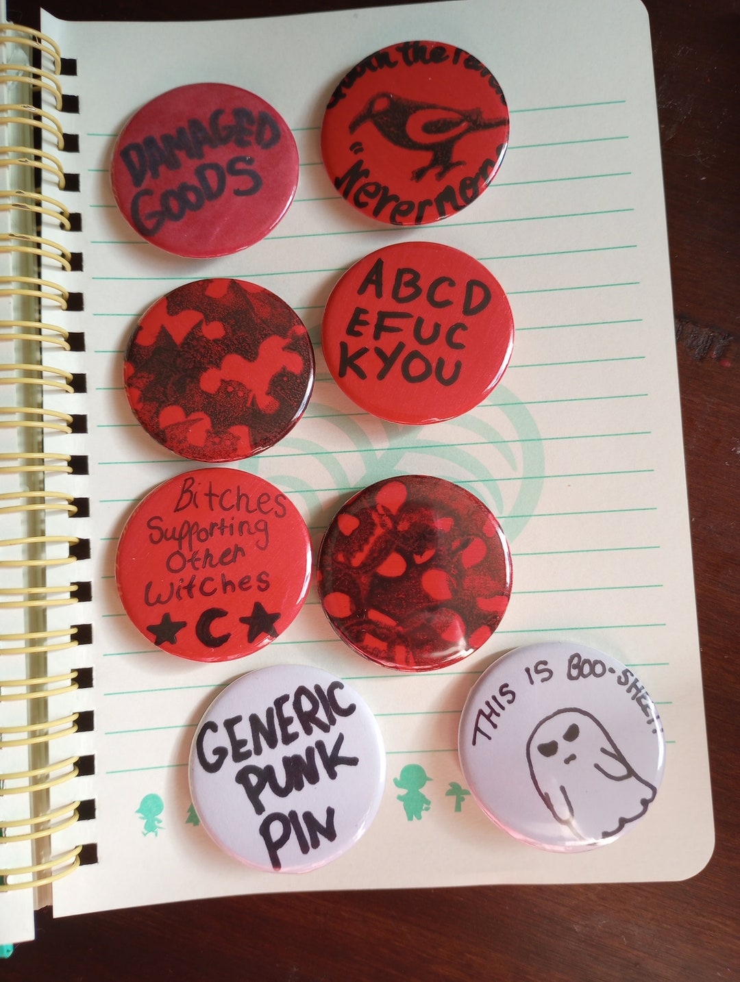 Hand Drawn Test Buttons, Punk/gothic Themed DISCOUNTED - Etsy