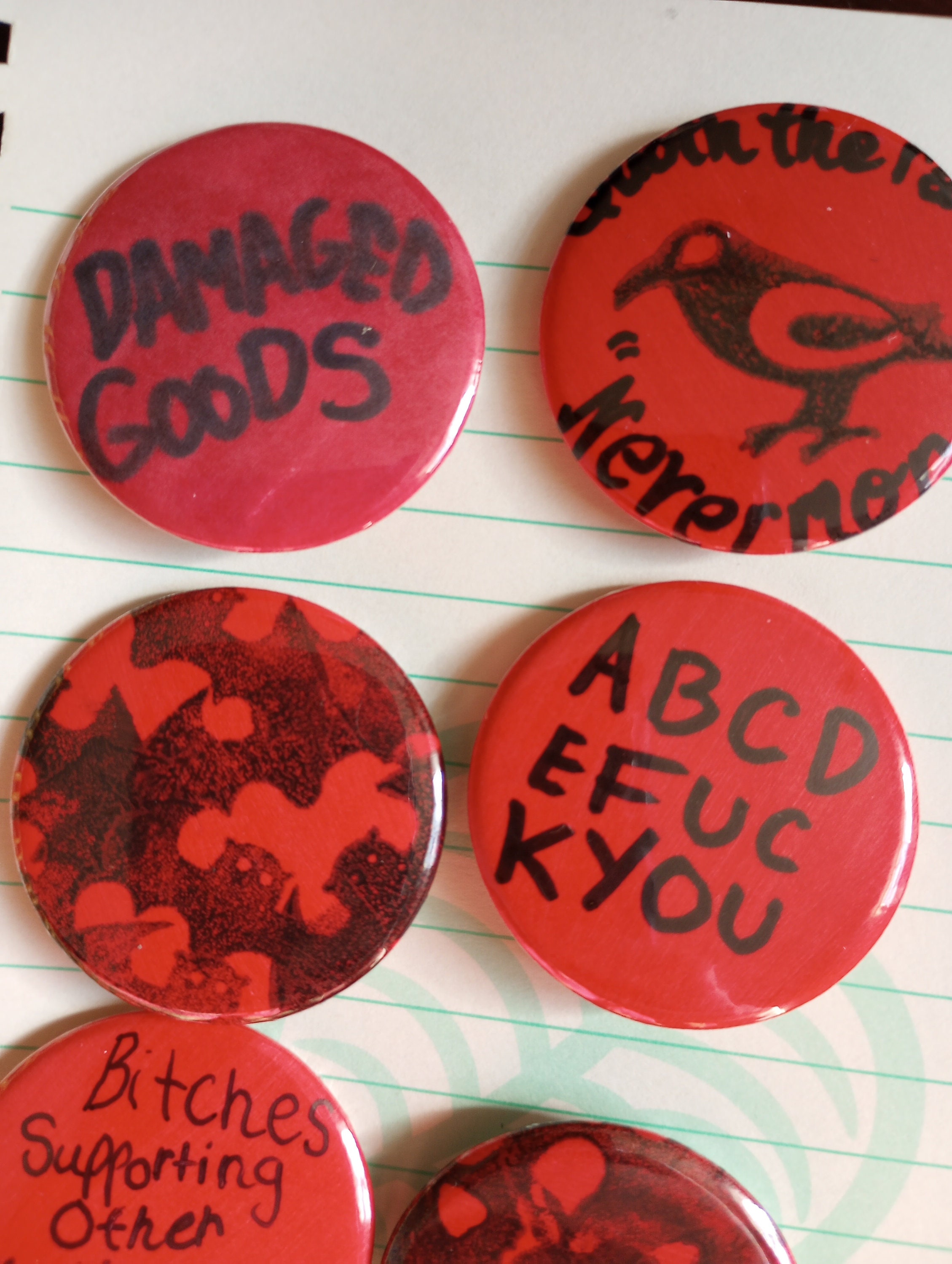 Hand Drawn Test Buttons, Punk/gothic Themed DISCOUNTED - Etsy
