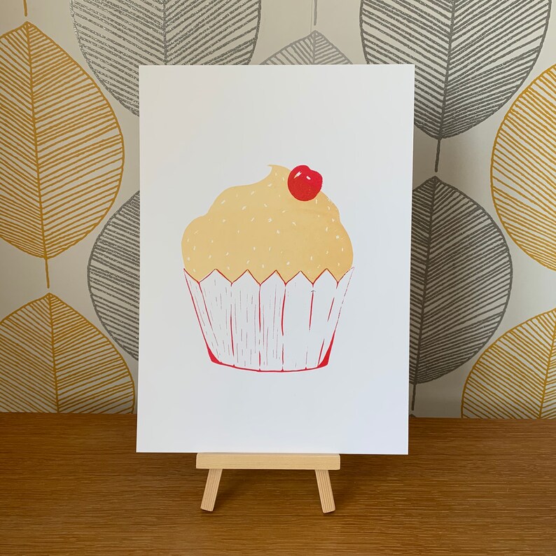 Cupcake A4 Two Colour Screenprint - Etsy