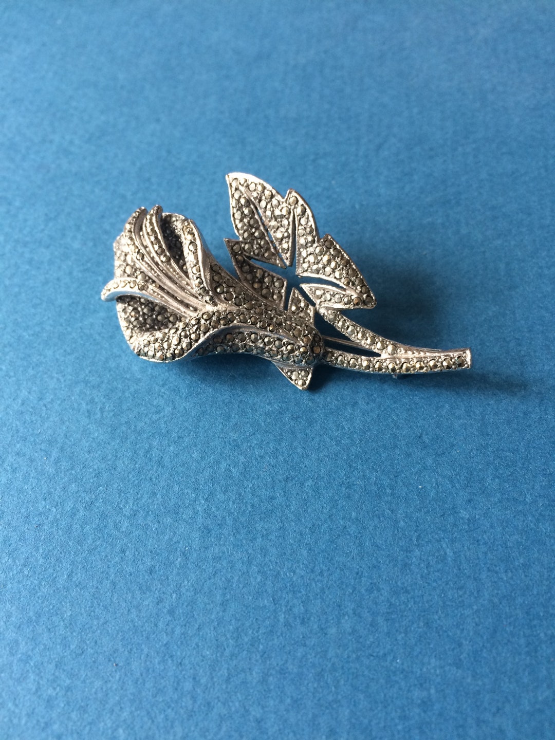 Floral Marcasite Pin C1940 - Etsy
