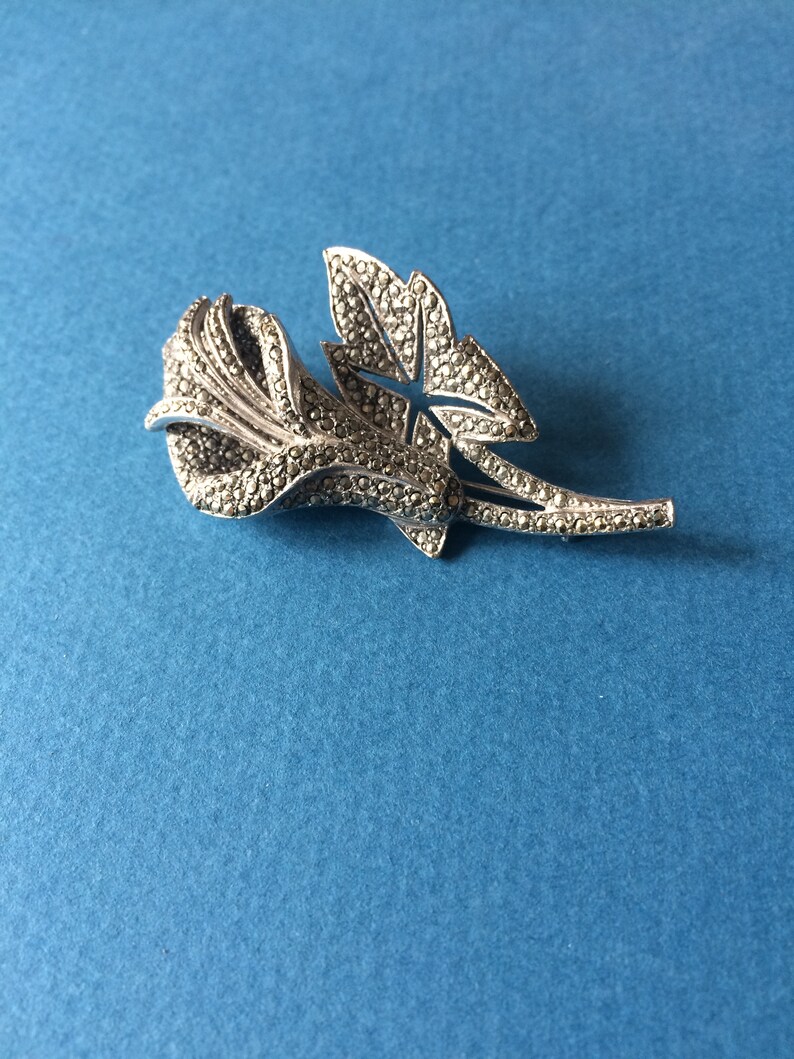 Floral Marcasite Pin C1940 - Etsy