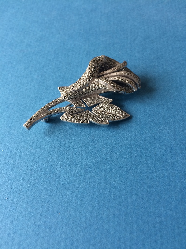 Floral Marcasite Pin C1940 - Etsy