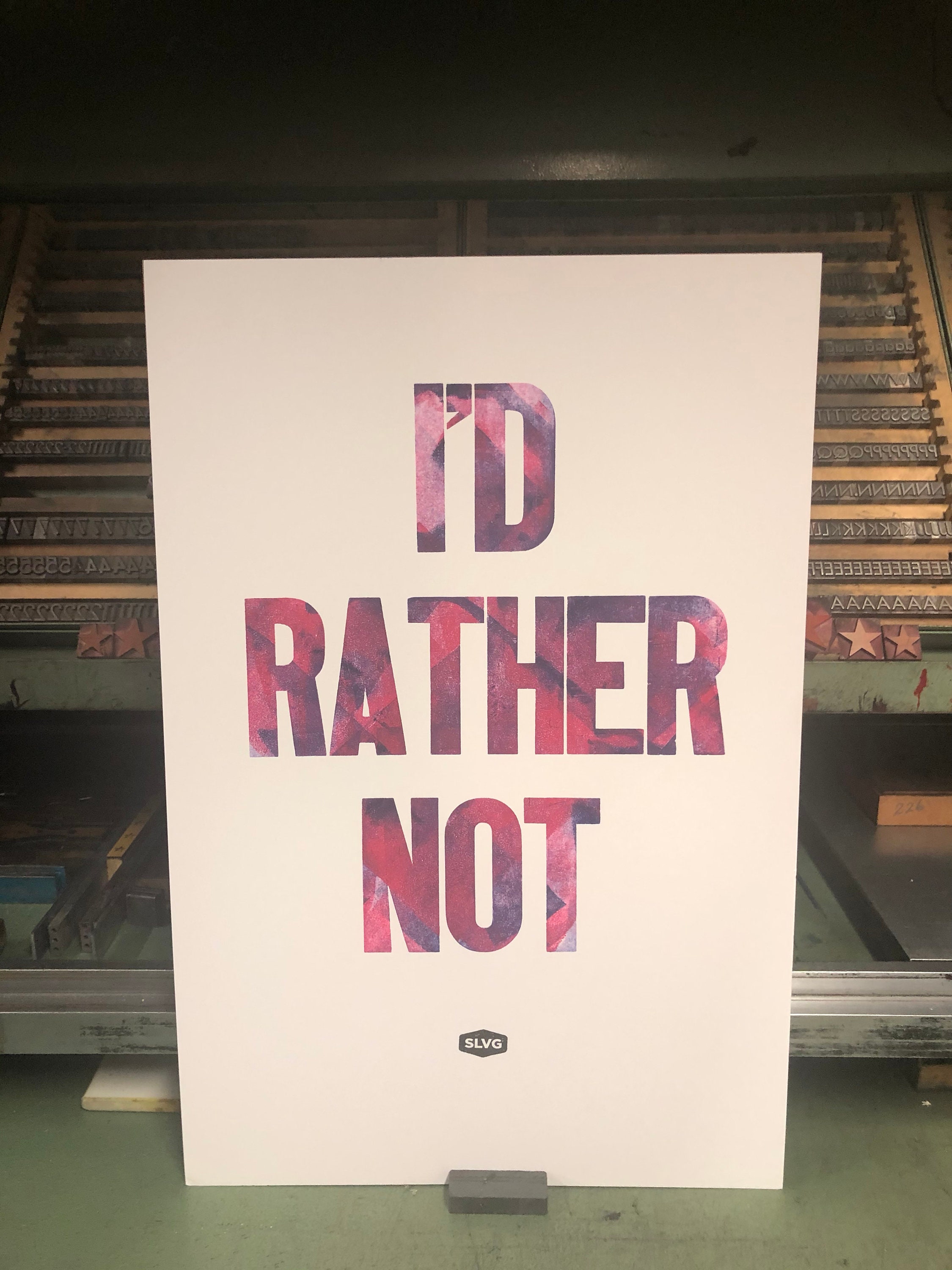 I'd Rather Not: Letterpress Poster - Etsy Sweden