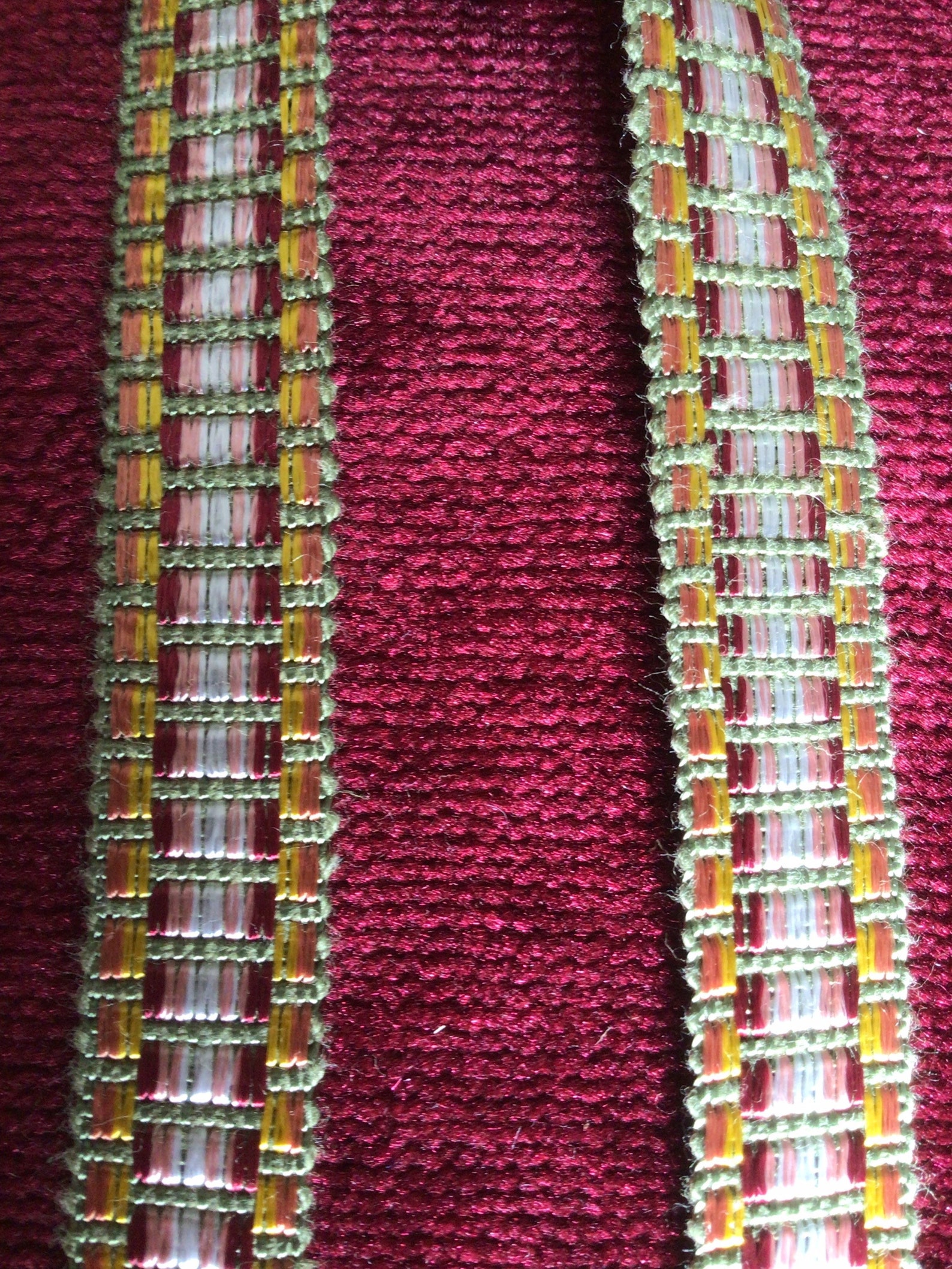 Pretty Cotton Stripe Embroidered With Silk Threads Measuring 1.5cm Wide ...