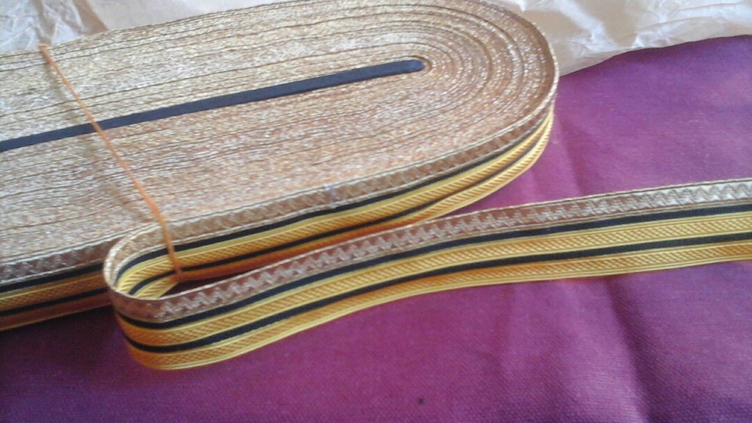 Military Braid in Yellow and Black Cotton With Gold Metal Border ...