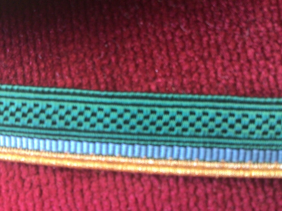 Old Blue Green and Gold Cotton and Silk Military Braid Measuring 1.2cm ...