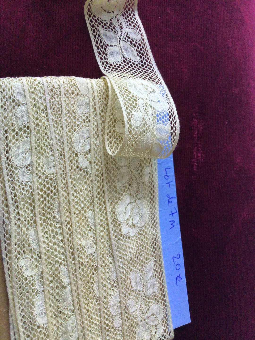 Batch of 7m of Calais Lace in Very Fine Yellow Cotton Measuring 3.5cm ...